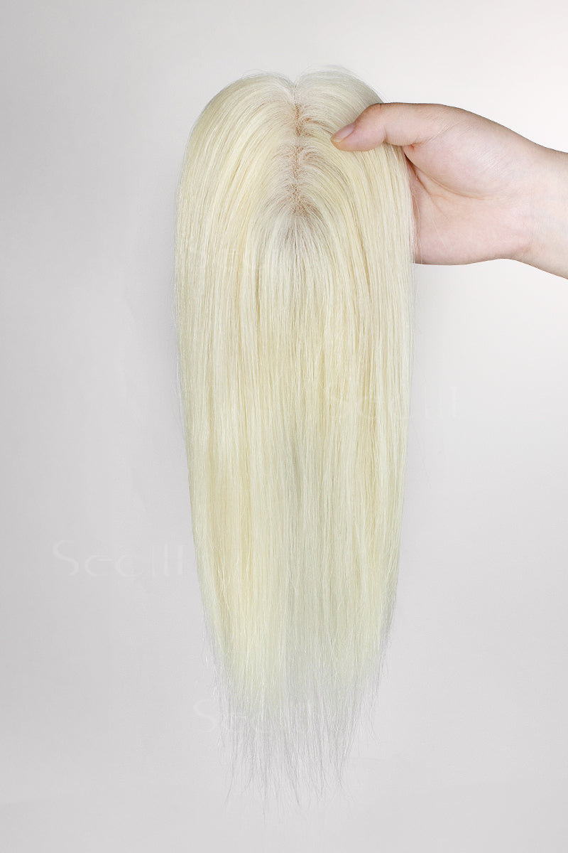 Mona Handmade Human Hair Topper #White Blonde – SEULLY