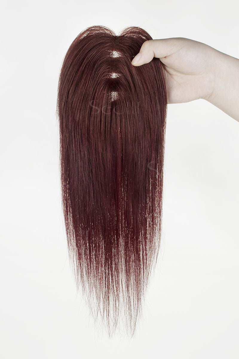 Mona Handmade Human Hair Topper Wine Red #99J – SEULLY