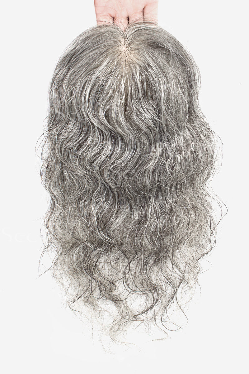 Flavia-C02 Wave Curly Human Hair Toppers Light Grey #1B70 – SEULLY