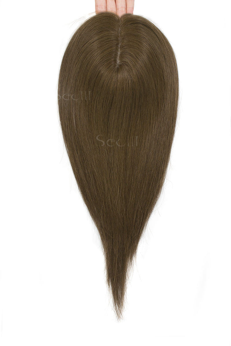 Flavia Silk Top Remy Human Hair Topper Dark Ash Blonde Brown – SEULLY